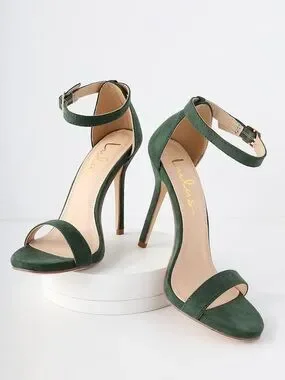 Lulus | Shoes | Lulus Elsi Forest Green Suede Single Strap Stiletto ...